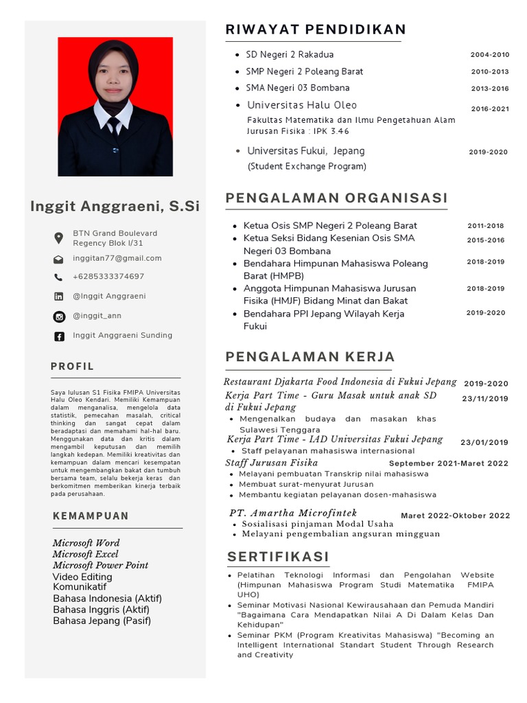 CV - INGGIT ANGGRAENI S.Si | PDF
