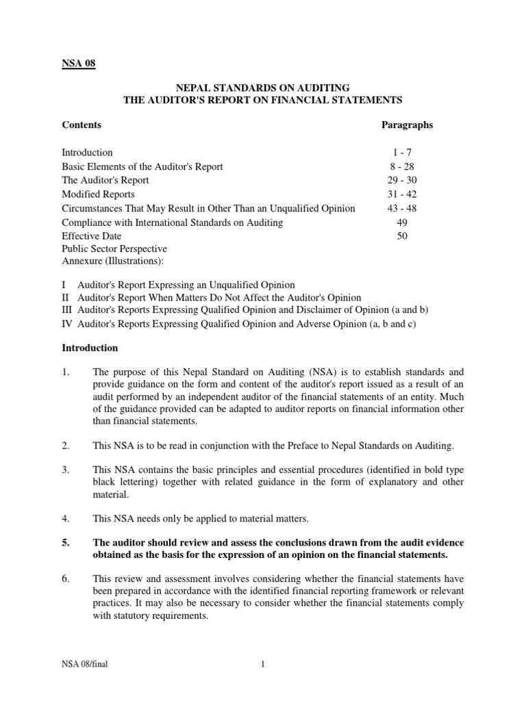 Nsa 700 | PDF | Auditor's Report | Financial Audit