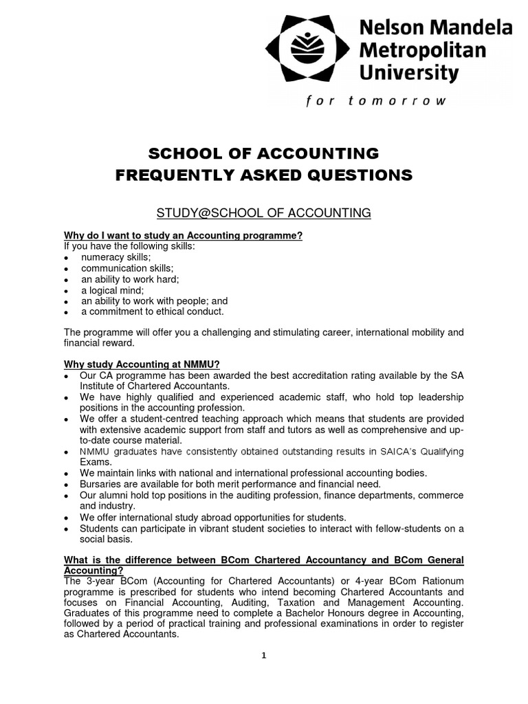 2 - School of Accounting FAQ Booklet | PDF | Accountant | University ...