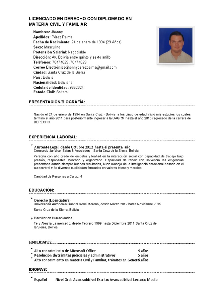 Curriculum Vitae Jhonny Perez | PDF