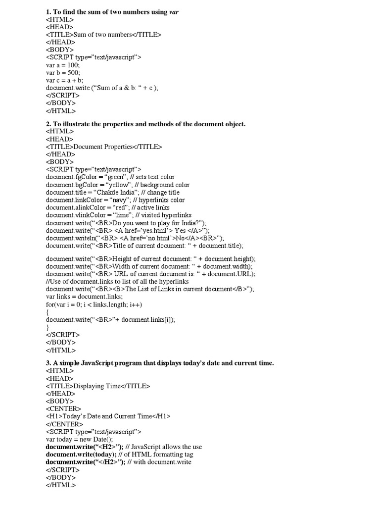 Java Script Practical Pdf Java Script Computer Engineering 8600