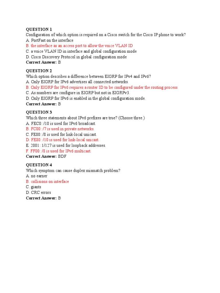 Cisco IP Phones, EIGRP Differences, IPv6 Prefixes, Troubleshooting Problems | PDF | I Pv6 ...
