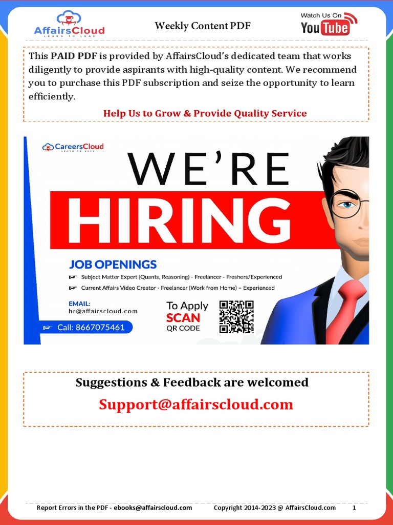 Current Affairs Weekly Content Pdf January 2023 2nd Week By