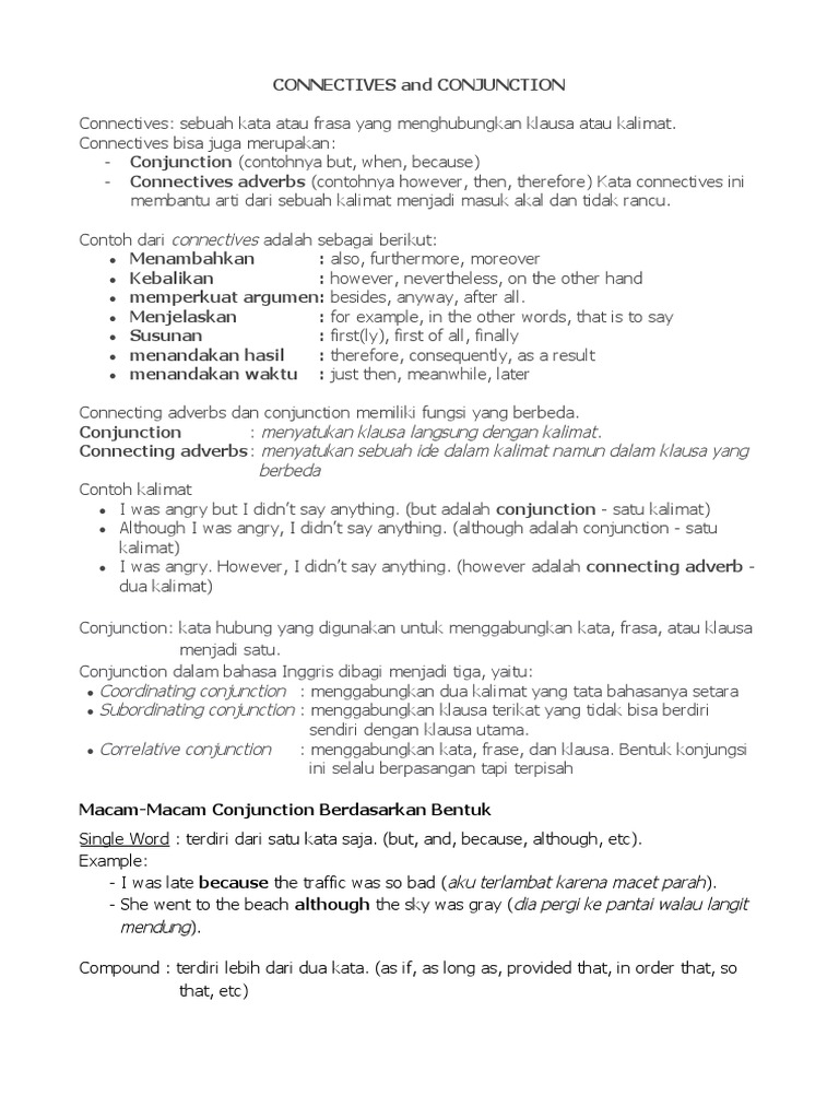 CONNECTIVES and CONJUNCTION | PDF