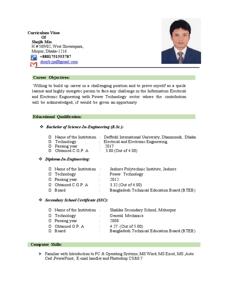 Shojib Mia Final CV | PDF | Engineering