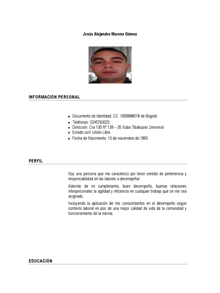 Hoja de Vida Alejandro | PDF