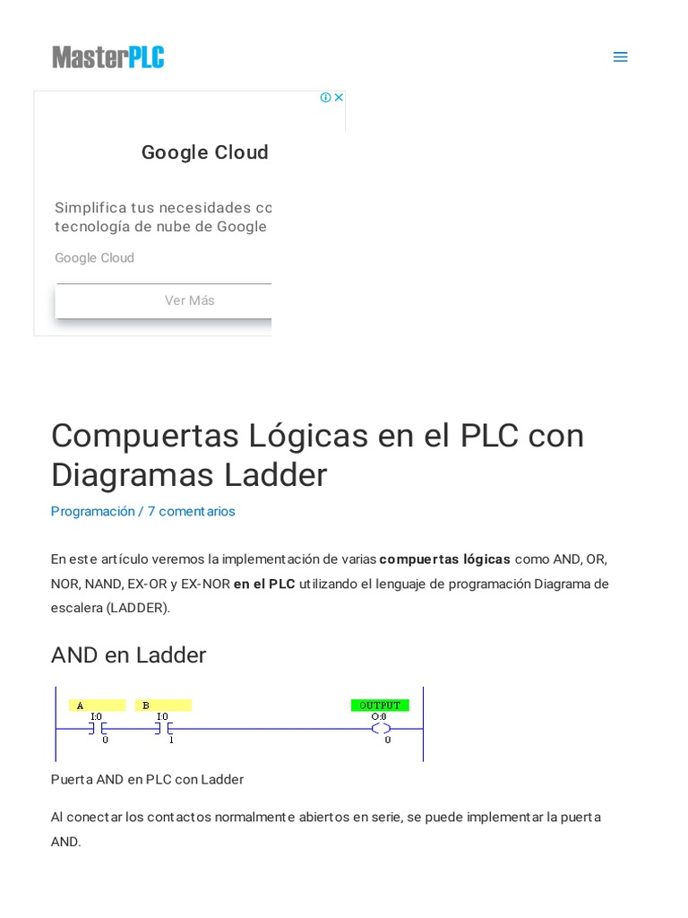 COMPUERTAS Lógicas en el PLC y diagrama LADDER, AND, OR | PDF | Puerta ...