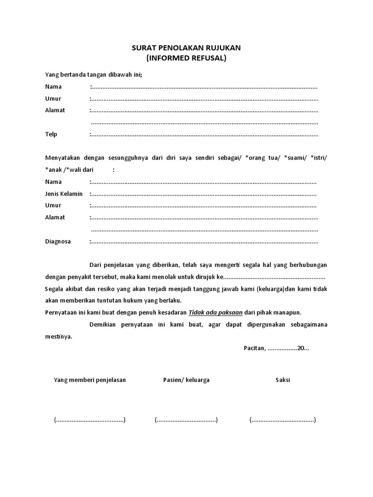 SURAT PENOLAKAN RUJUKAN | PDF