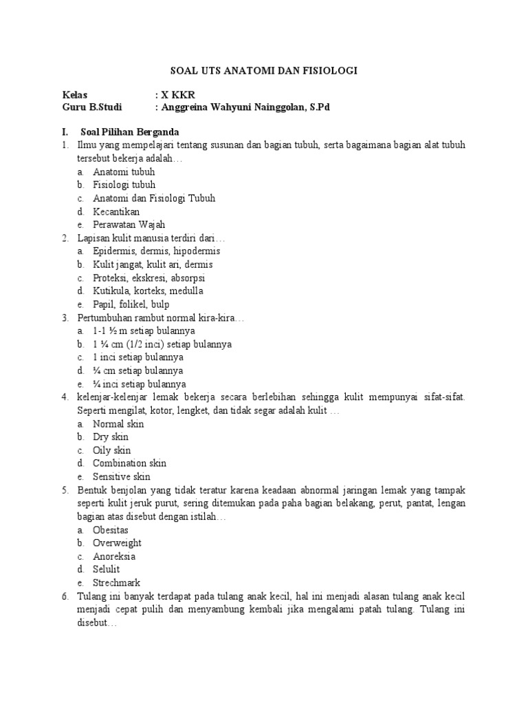 Soal Uts Sem Genap | PDF | Sains & Matematika