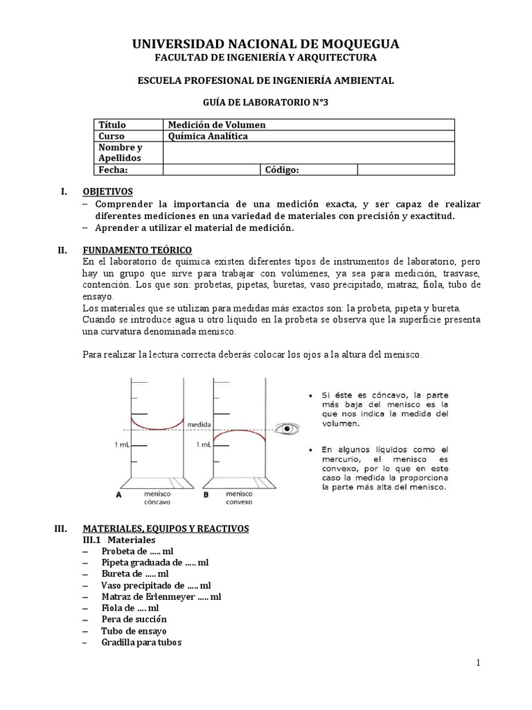 Practica N°3 Medicion de Volumenes | PDF | Laboratorios | Ciencias fisicas