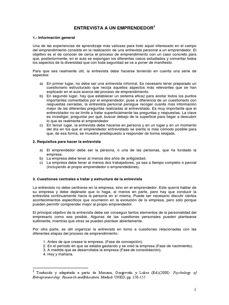 Entrevista A Un Emprendedor Fliñan y Fjsantos | PDF | Iniciativa ...