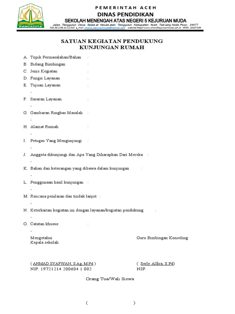 Form Kunjungan Rumah | PDF