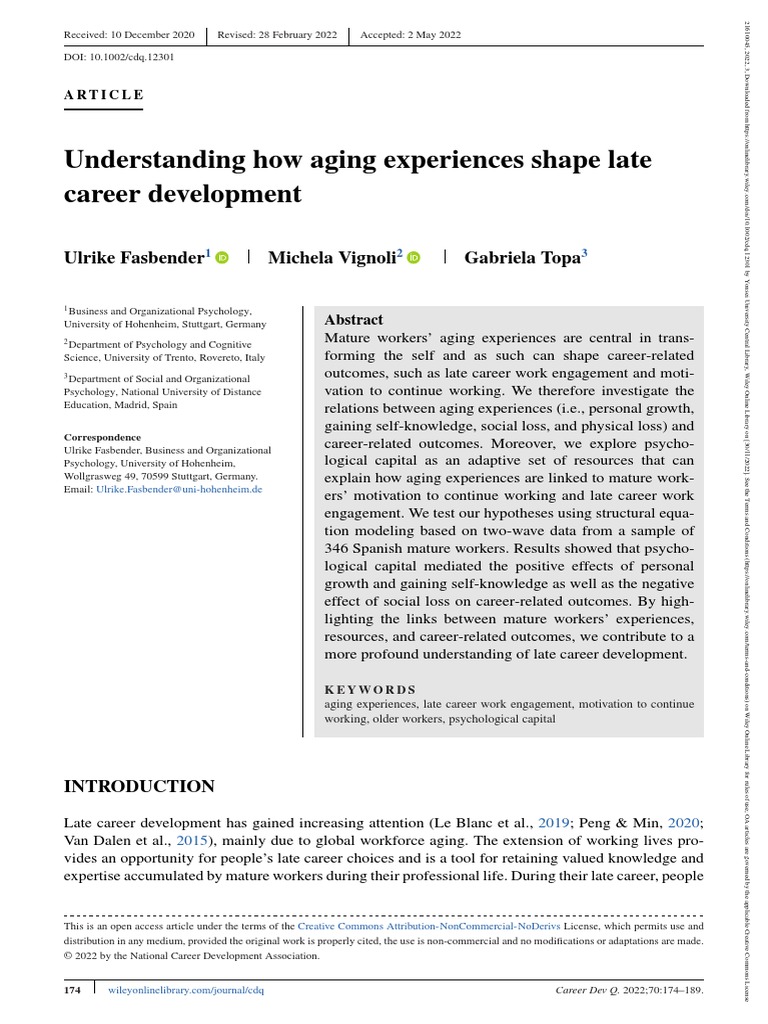 Understanding How Aging Experiences Shape Late Career Development | PDF ...