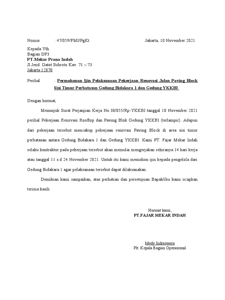 surat ijin kerja | PDF