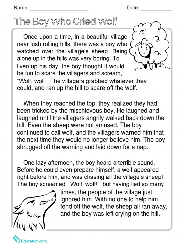 The Boy Who Cried Wolf Story Map | PDF