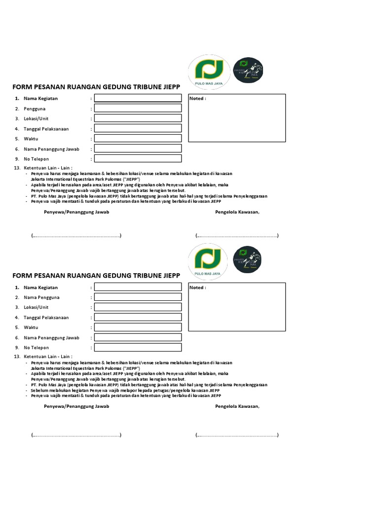 Form Penggunaan Ruangan | PDF