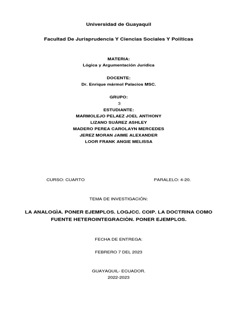 GRUPO 3 Exp. 2. Parcial..... | PDF | Analogía | Derecho penal