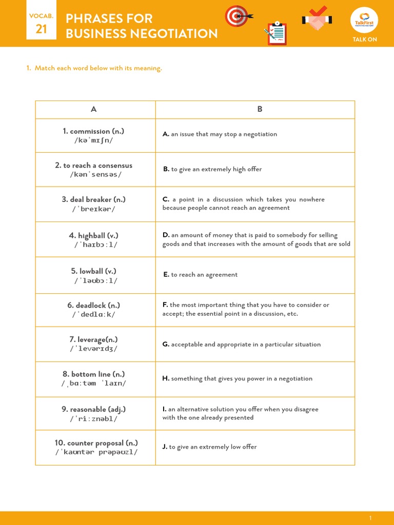 Phrases For Business Negotiations | PDF
