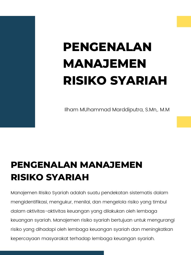 Pengenalan Manajemen Risiko Syariah: Ilham Muhammad Marddiputra, S.Mn ...