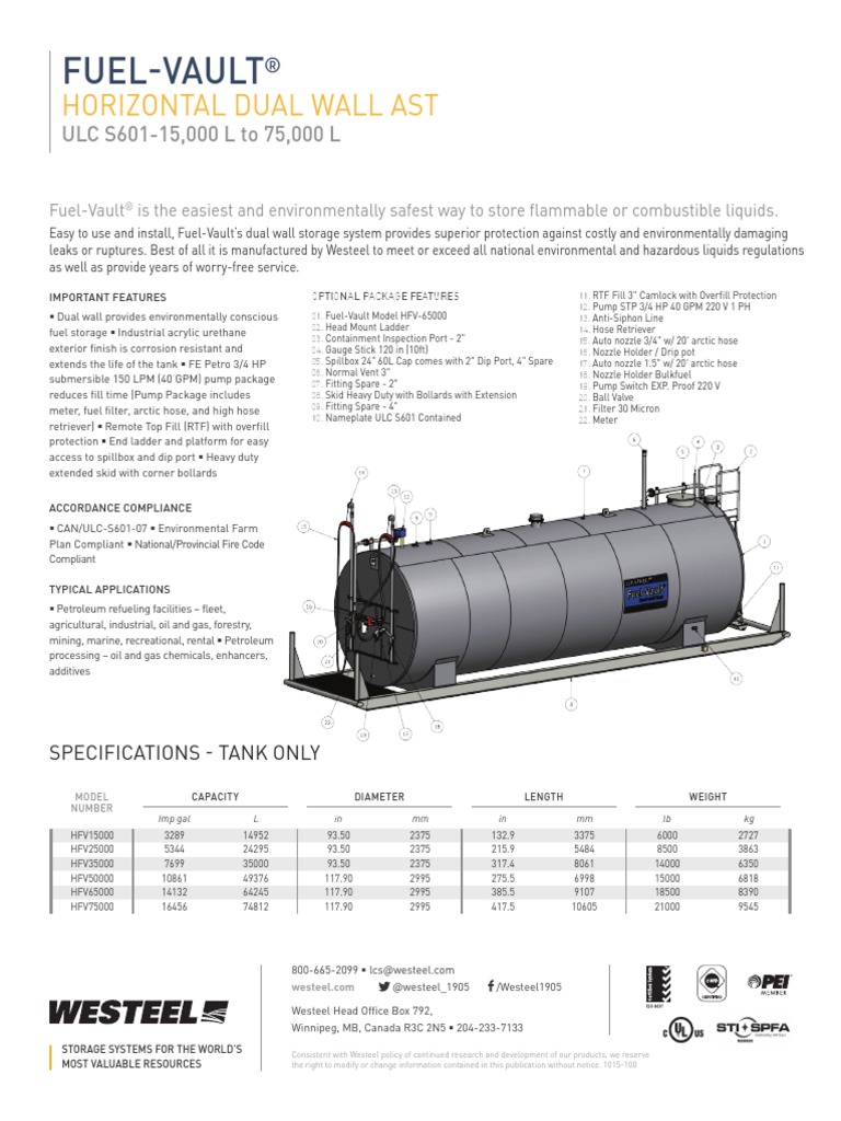 Fuel Vault - Horizontal Dual Wall Ast - Ulc s601 - 15000l To 75000l ...