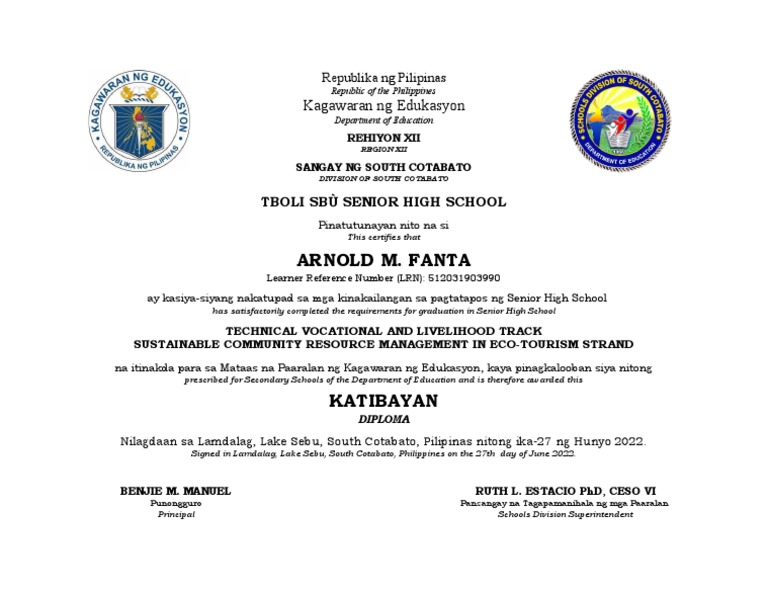 Graduation SHS Diploma | PDF