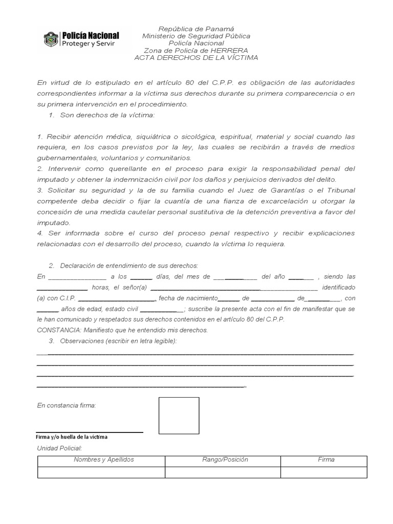 Acta de Derecho A La Victima | PDF | Mandato | Crímenes