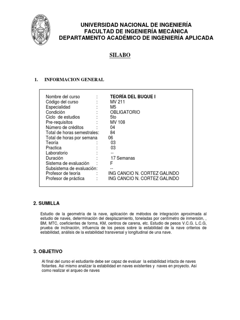 Teoría del Buque I: Estabilidad Naval | PDF