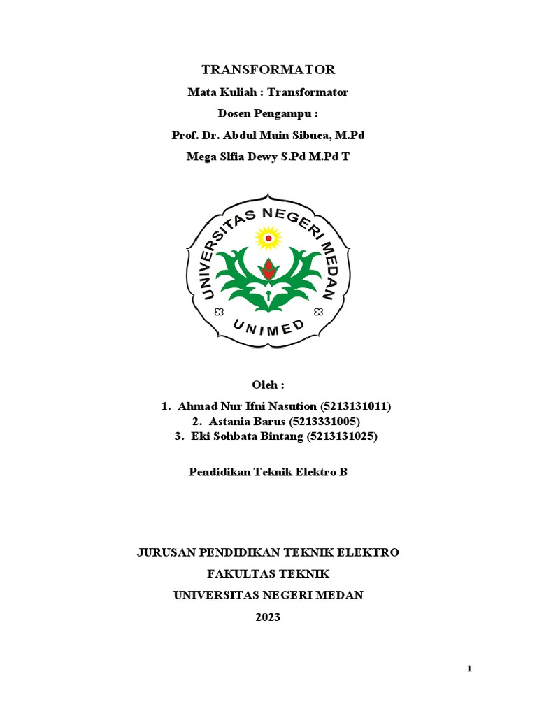 Makalah Transformator Kel1 | PDF | Sains & Matematika