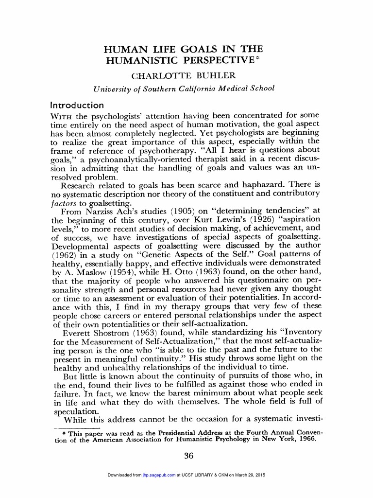 Human Goals Humanistic Perspective: Introd Uction | PDF | Autonomy ...