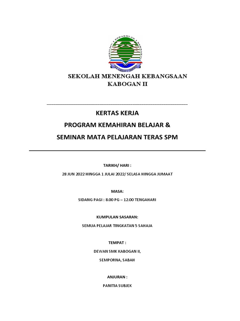 Program Kemahiran Belajar dan Seminar SPM | PDF