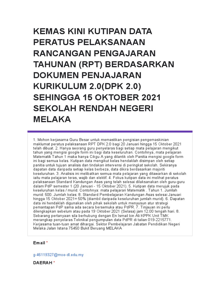 Kutipan Data Pelaksanaan RPT DPK 2.0 | PDF | Metode & Bahan Ajar ...