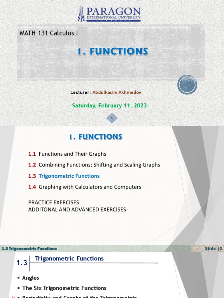 1 3 Trigonometric Functions Pdf Trigonometric Functions Complex Analysis
