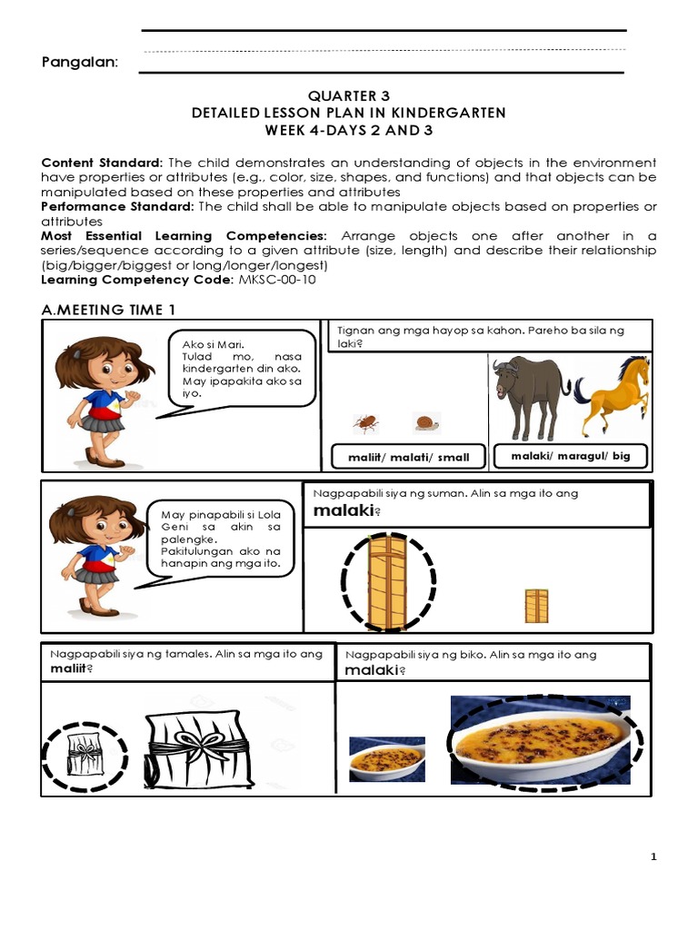 Pangalan: Quarter 3 Detailed Lesson Plan in Kindergarten Week 4-Days 2 ...