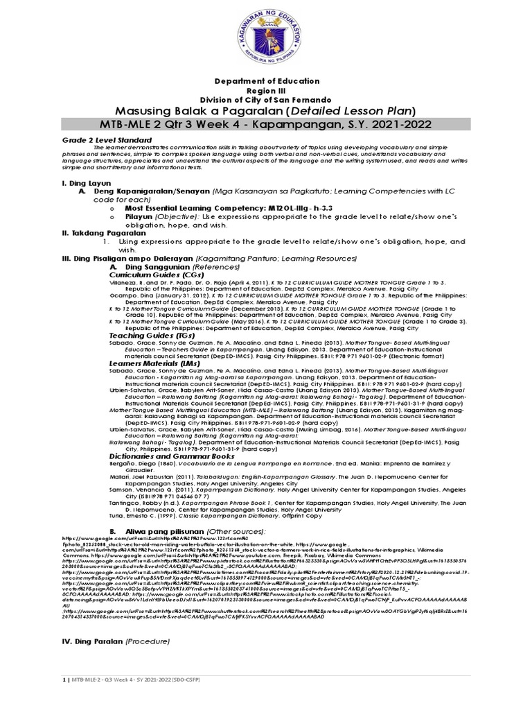 2022 MTB MLE 2 QTR 3 Week 4 Kapampangan | PDF | Human Communication | Linguistics