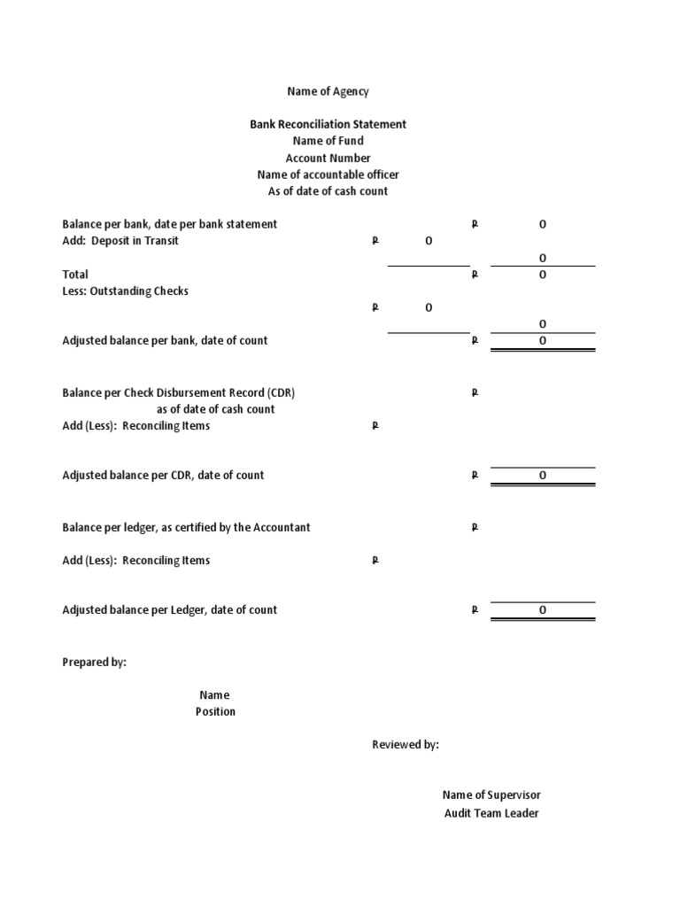 Reconciliation Statement of Accountability | PDF | Banks | Cheque