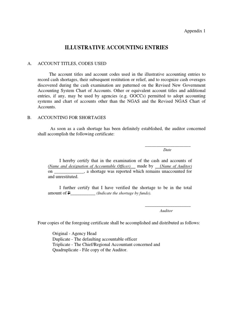 Appendix 1-Accounting Entries | PDF | Debits And Credits | Fund Accounting