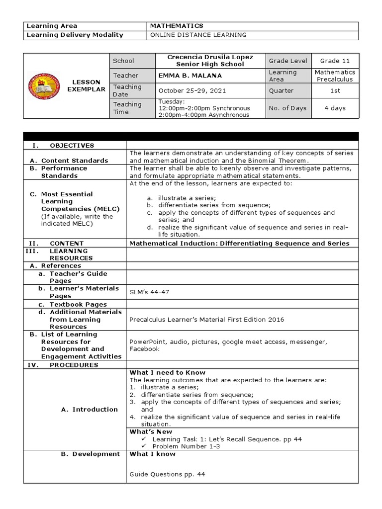 LE PRECAL Q1 Week7 | PDF | Learning | Education Theory