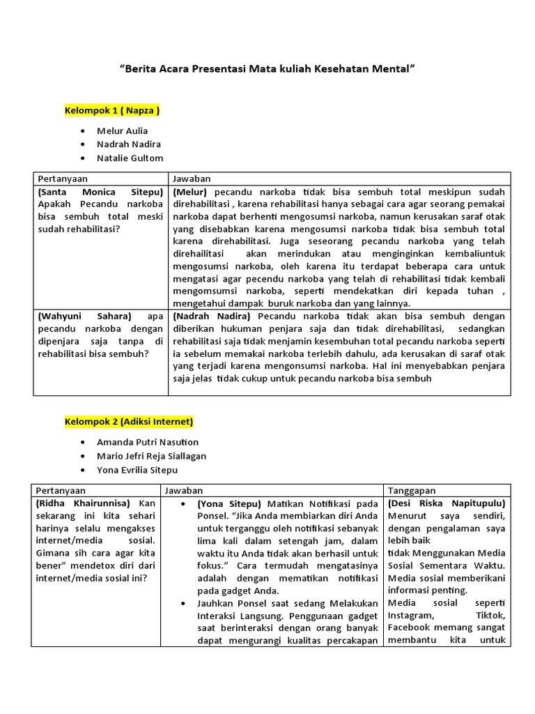Berita Acara Presentasi | PDF