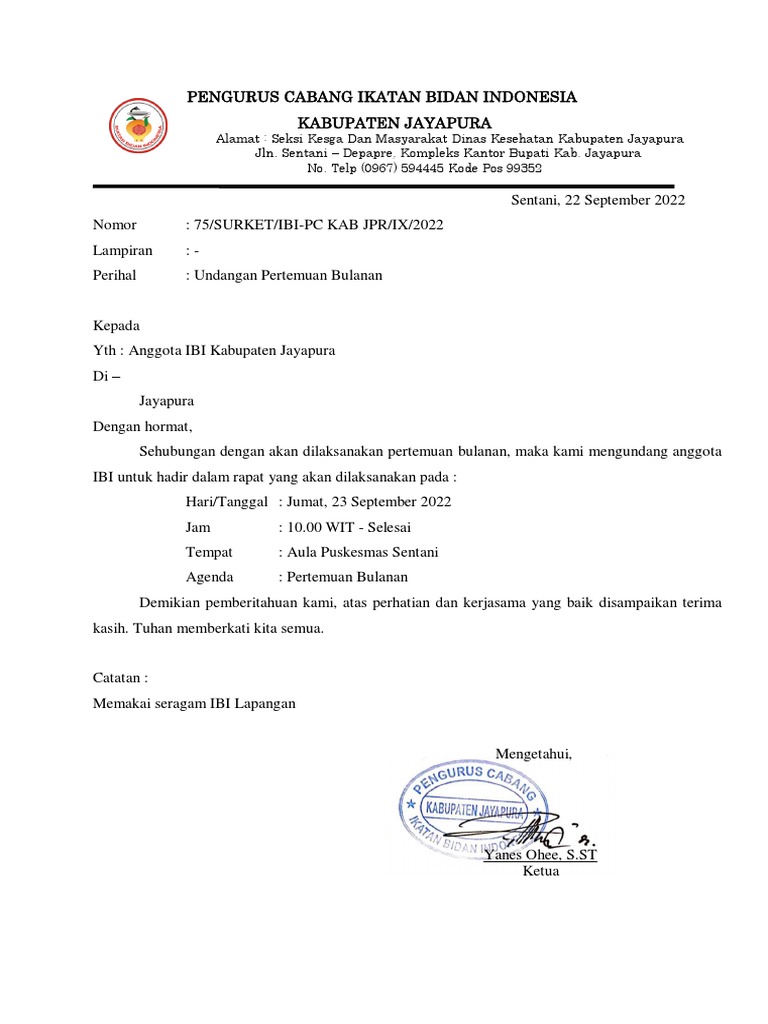 Undangan Pertemuan Ibi 3 | PDF