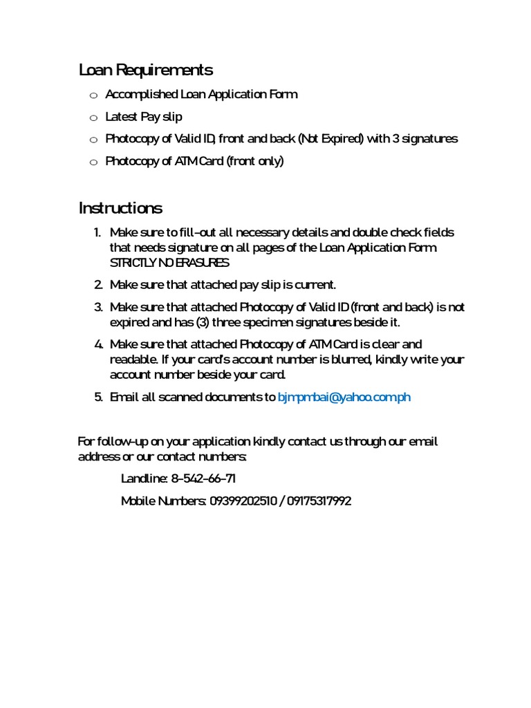 Loan Application Checklist | PDF