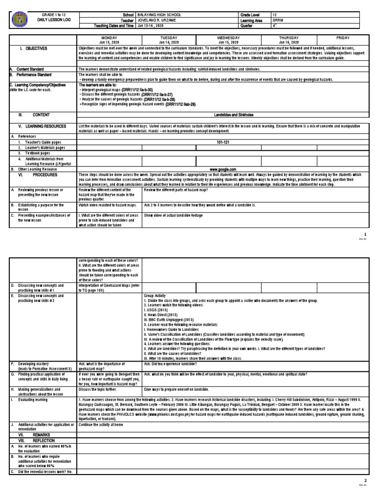 DRRM Week 9 | Download Free PDF | Landslide | Learning