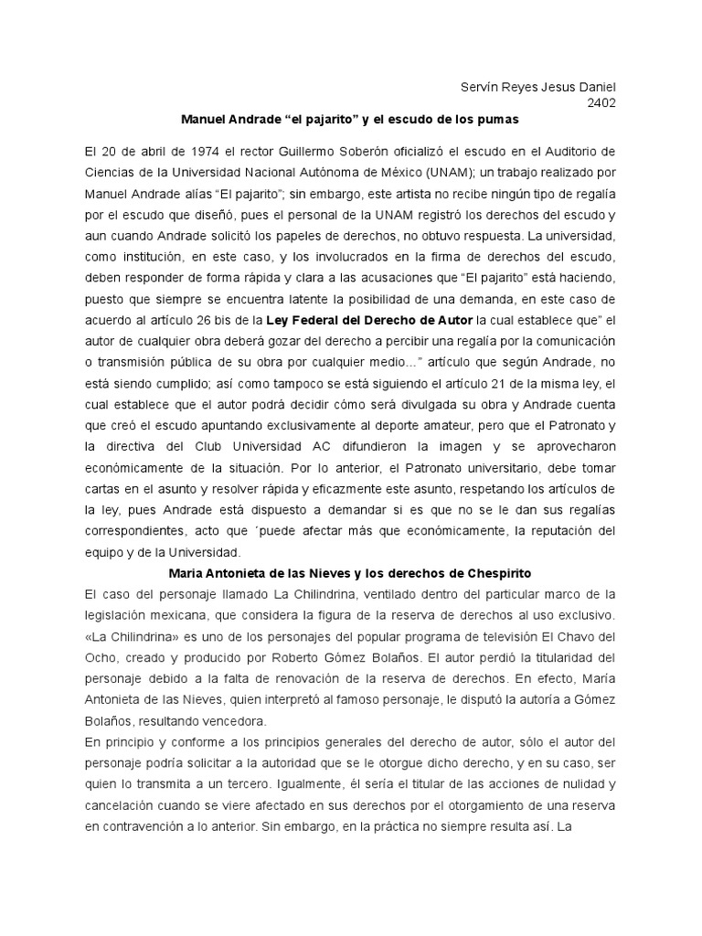 JESUS DANIEL SERVIN REYES - Análisis Chespirito y Manuel Andrade. | PDF ...