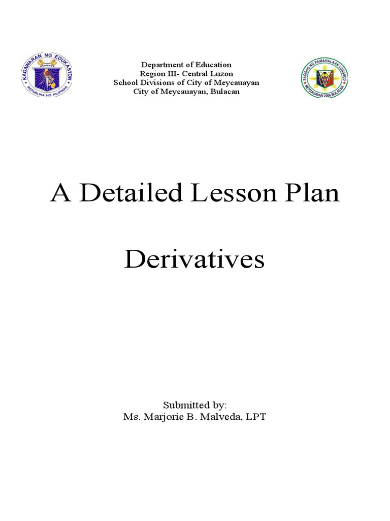 Derivative Lesson Plan for Grade 12 | PDF | Derivative | Function ...