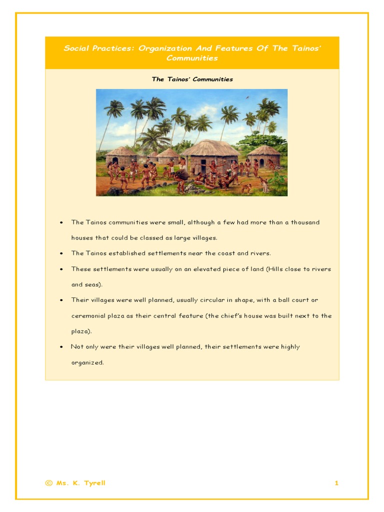 Grades 10 & 11 - Social Practices of The Tainos Handout | PDF
