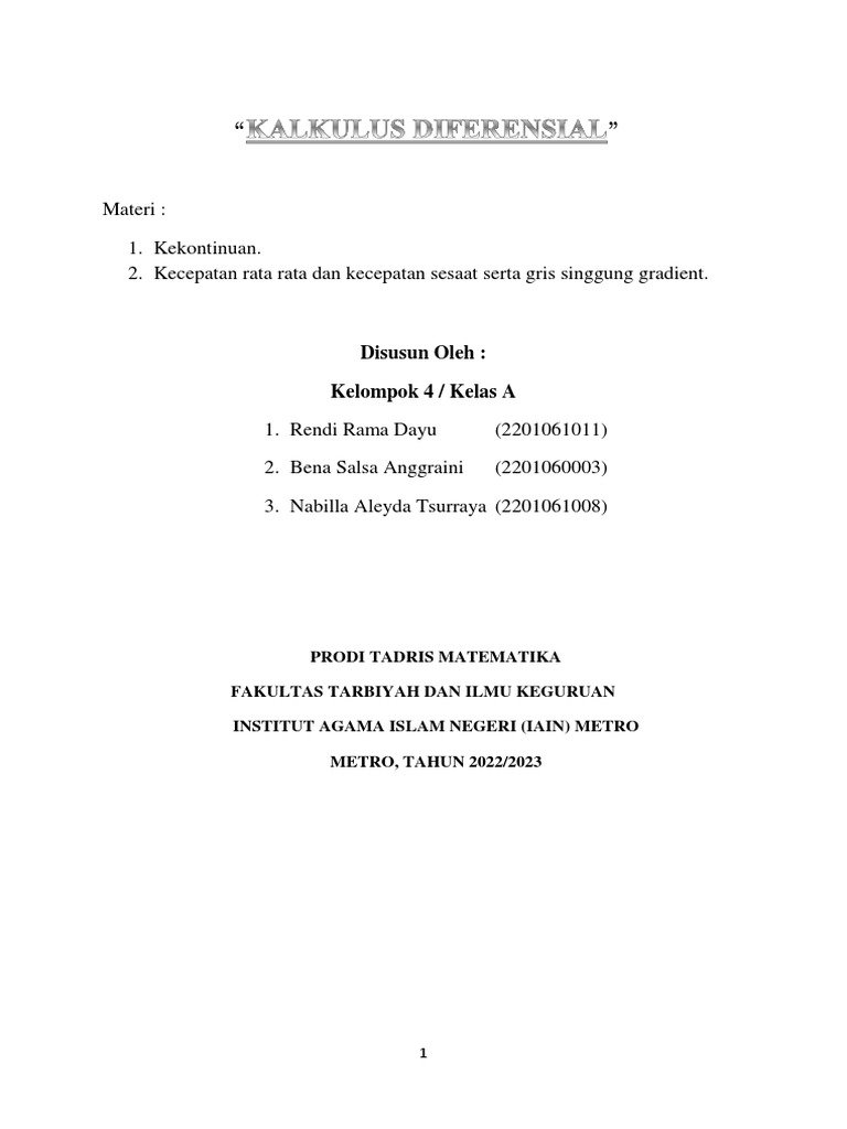 Kalkulus Diferensial K 4 | PDF