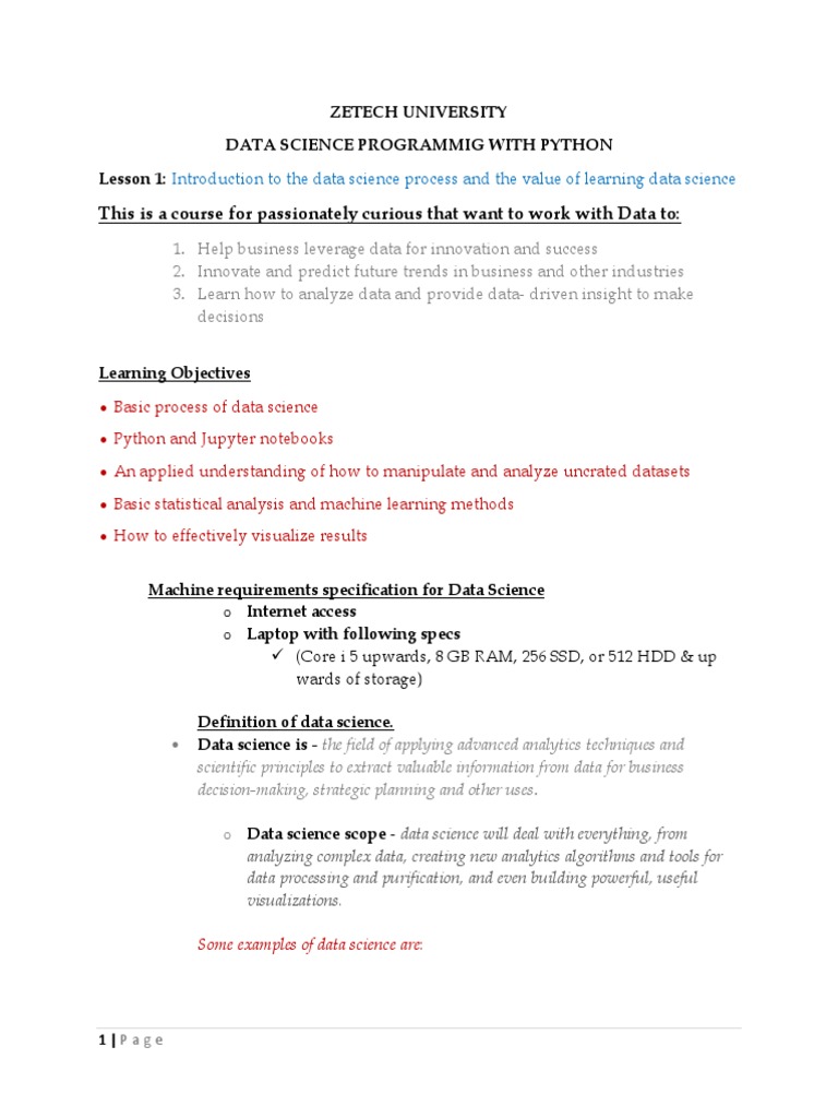 Lesson1 Introduction To The Data Science Process and The Value of ...