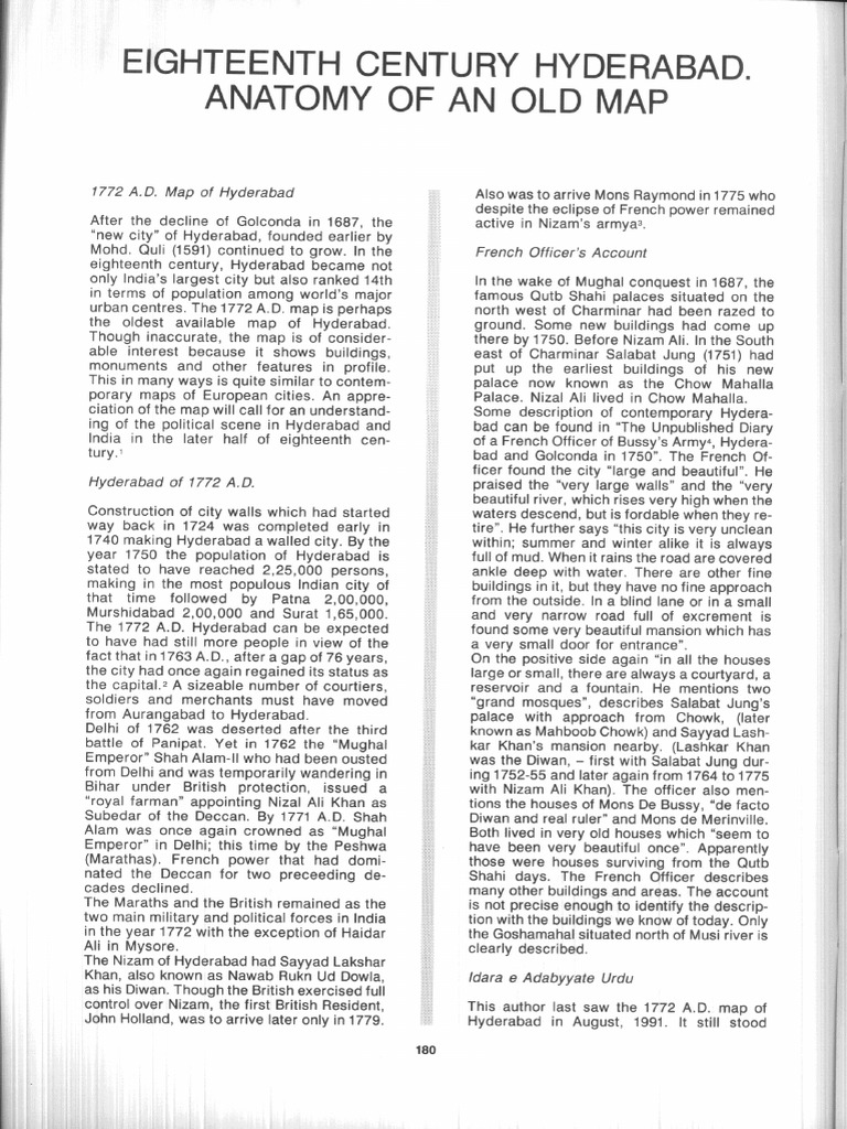 18th Century Hyderabad Anatomy of An Old Map | PDF