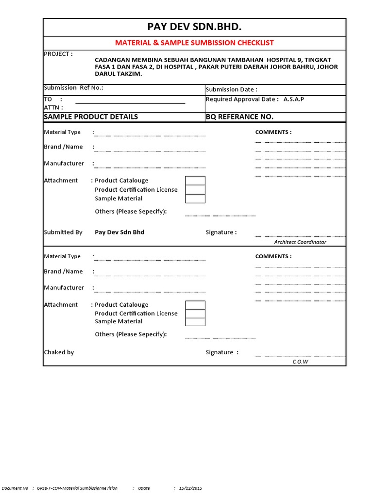 Material Submission - M&e | PDF