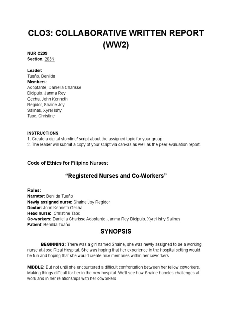 CLO3 - GROUP #5 - Script For Role-Play | PDF | Jealousy | Nursing