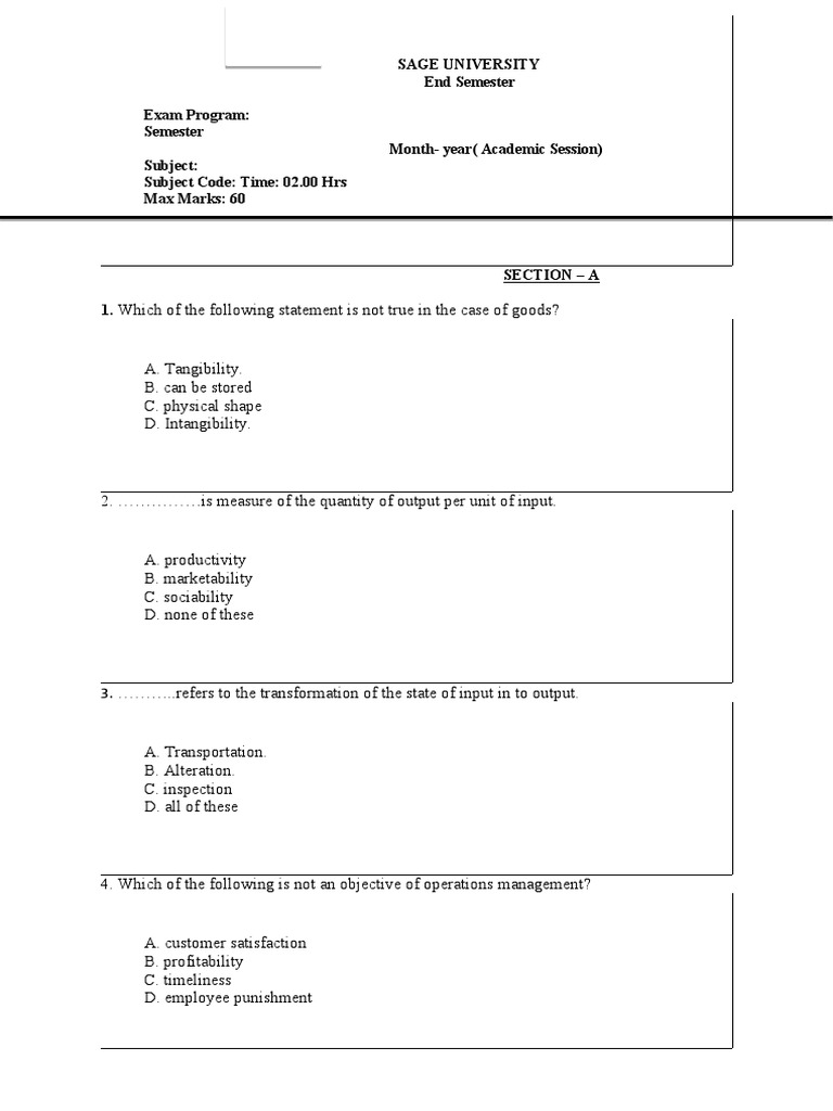 Operations Management Paper 2022 Op1 | PDF | Operations Management ...